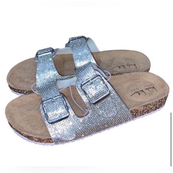 Nicole Miller | Shoes | Last Pair Nicole Miller Zesty Double Strap Rhinestone Slide Sandals ...